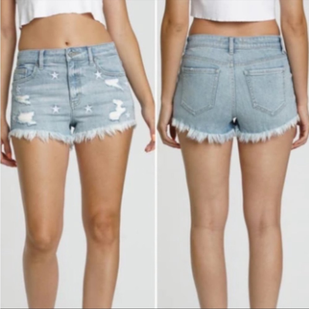 Eunina Lulu High Rise Cut Off Shortie Denim Shorts St… - Gem
